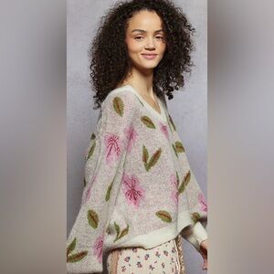 POL | Sweaters | Pol Gorgeous Oversized Floral Knit Vneck Sweater ...